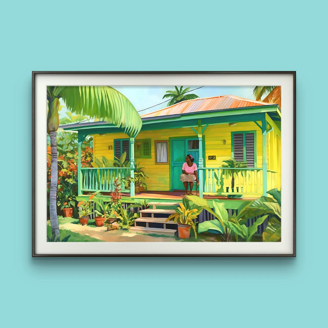 Grenada Art, Painting of Chattel House in Grenada, Grenada Wall Decor ...
