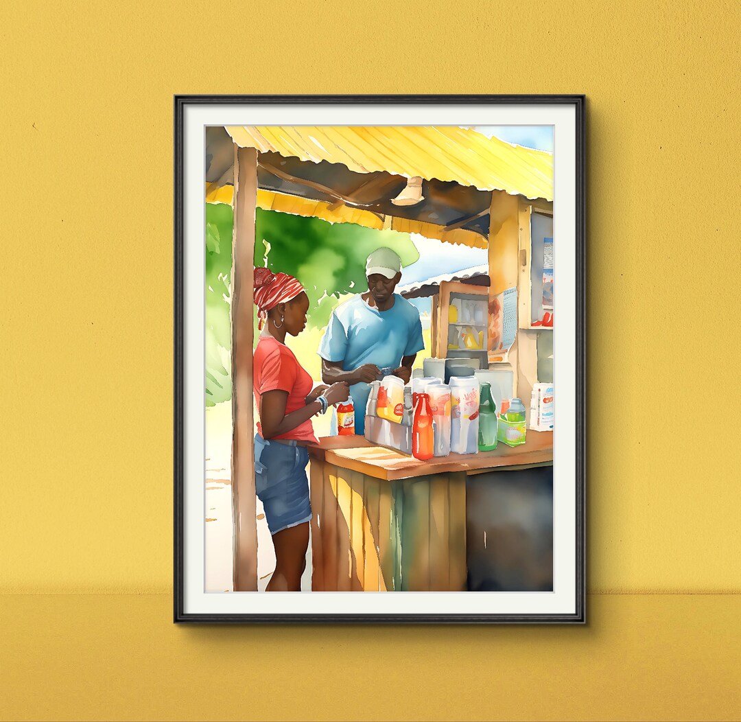Grenada Wall Art Print of Girl in Bar in Sauteurs Caribbean Wall Decor ...