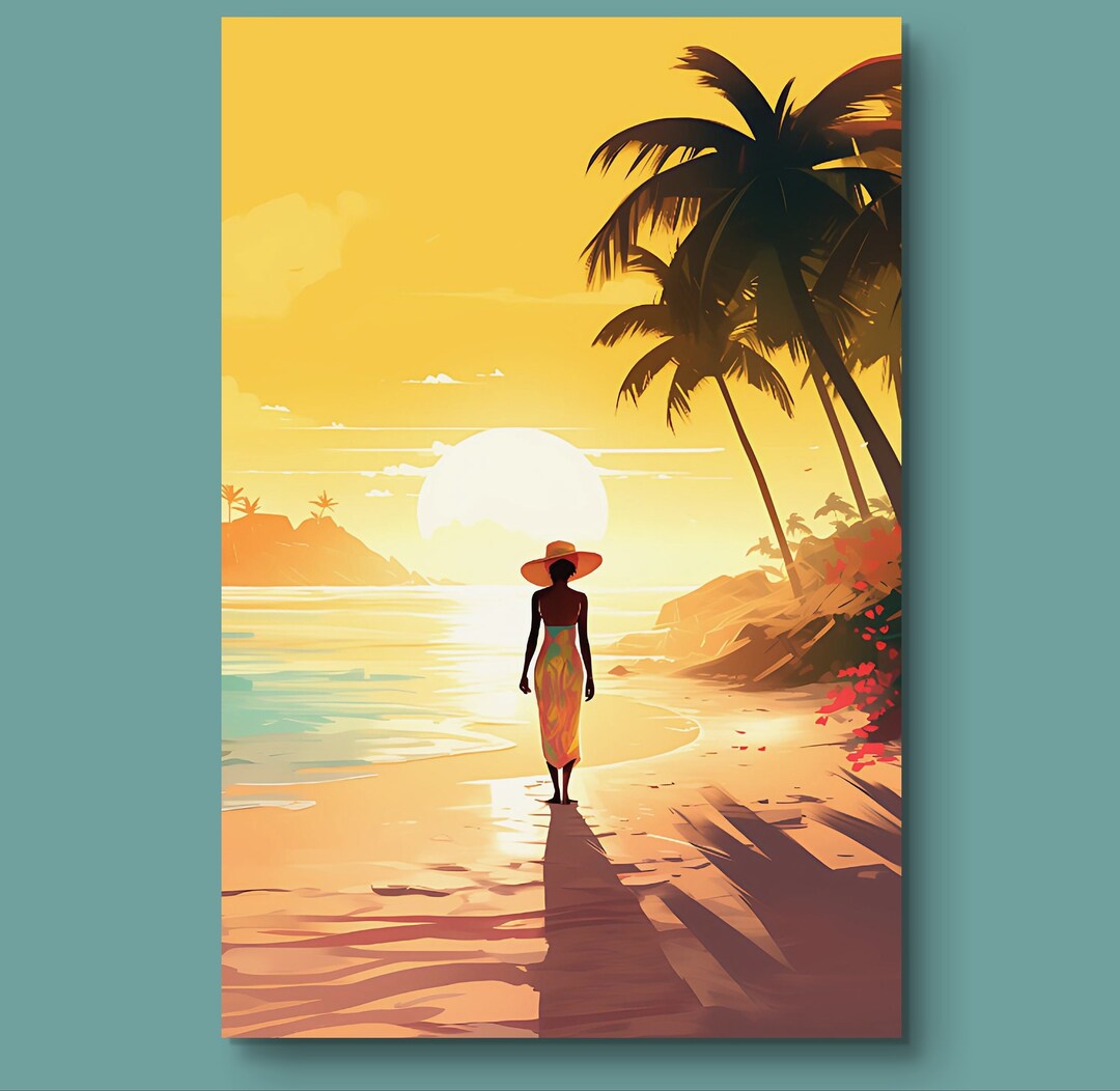 Grenada Art Print Lady on Levera Beach Grenada in Vertical on Fine Art ...