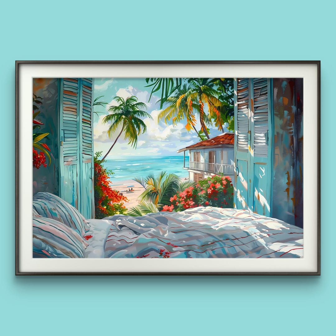 Caribbean Beach Wall Art Tropical Print Poster - Etsy