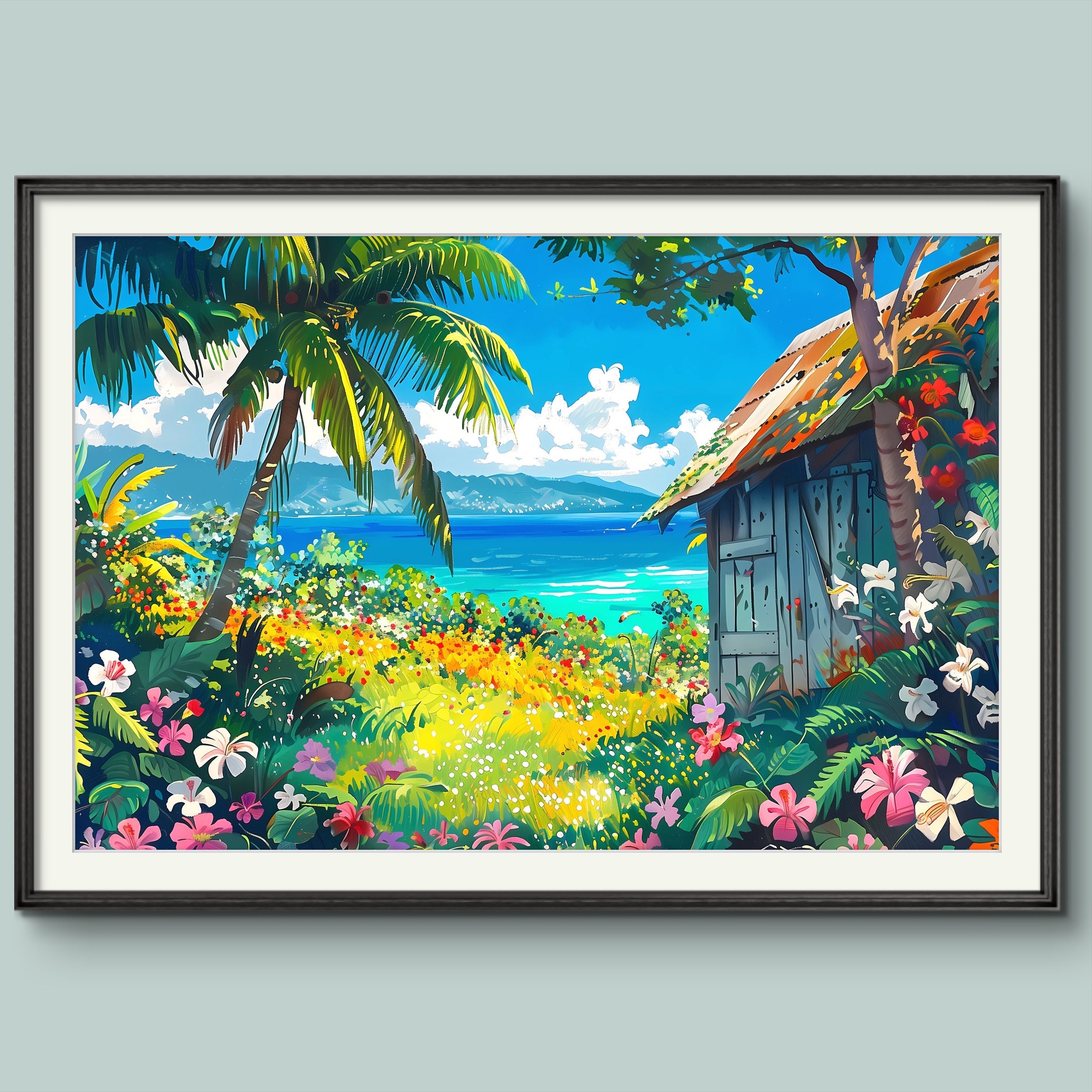 Vibrant Caribbean Island Art Print - Coastal View of Dominica With ...