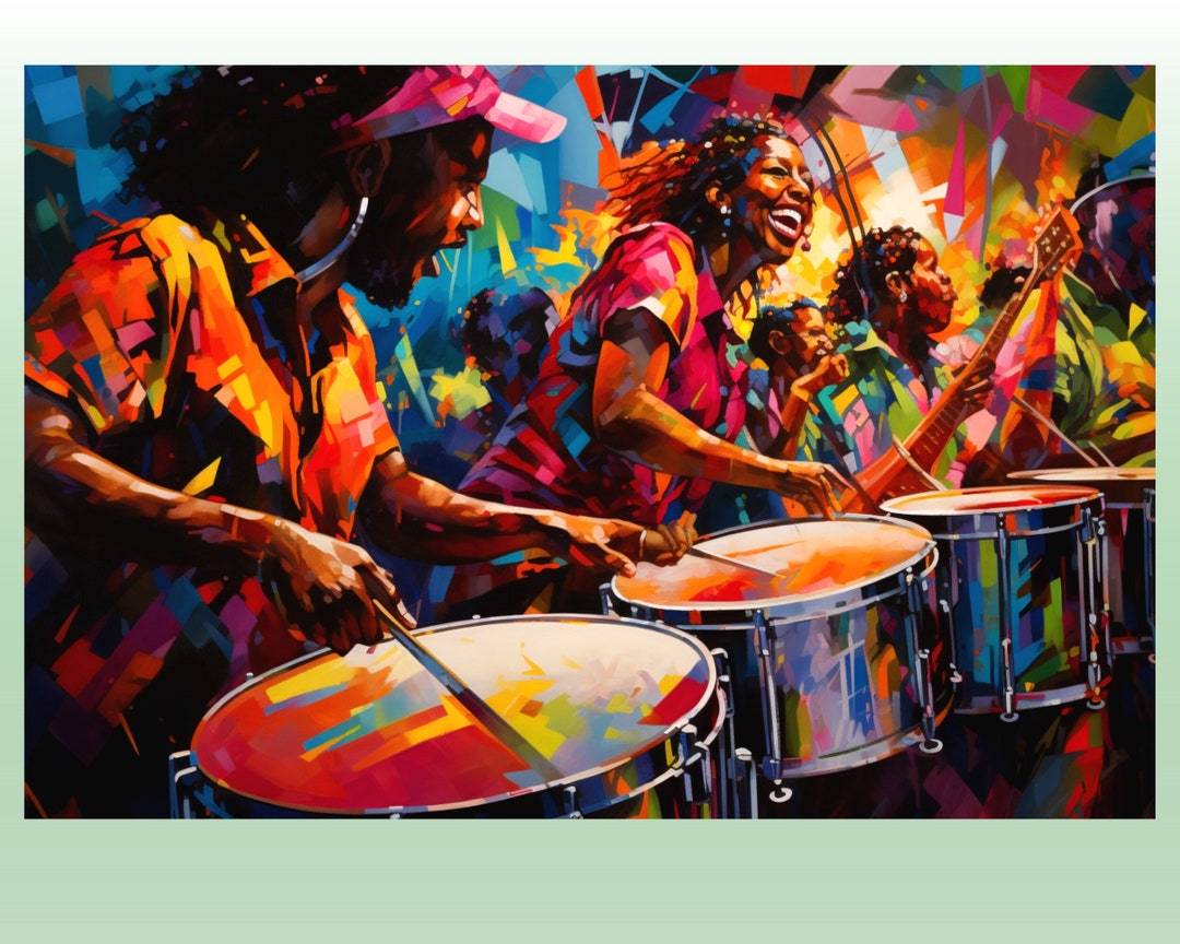 West Indian Art of Band Playing Music in Trinidad Trinidad - Etsy