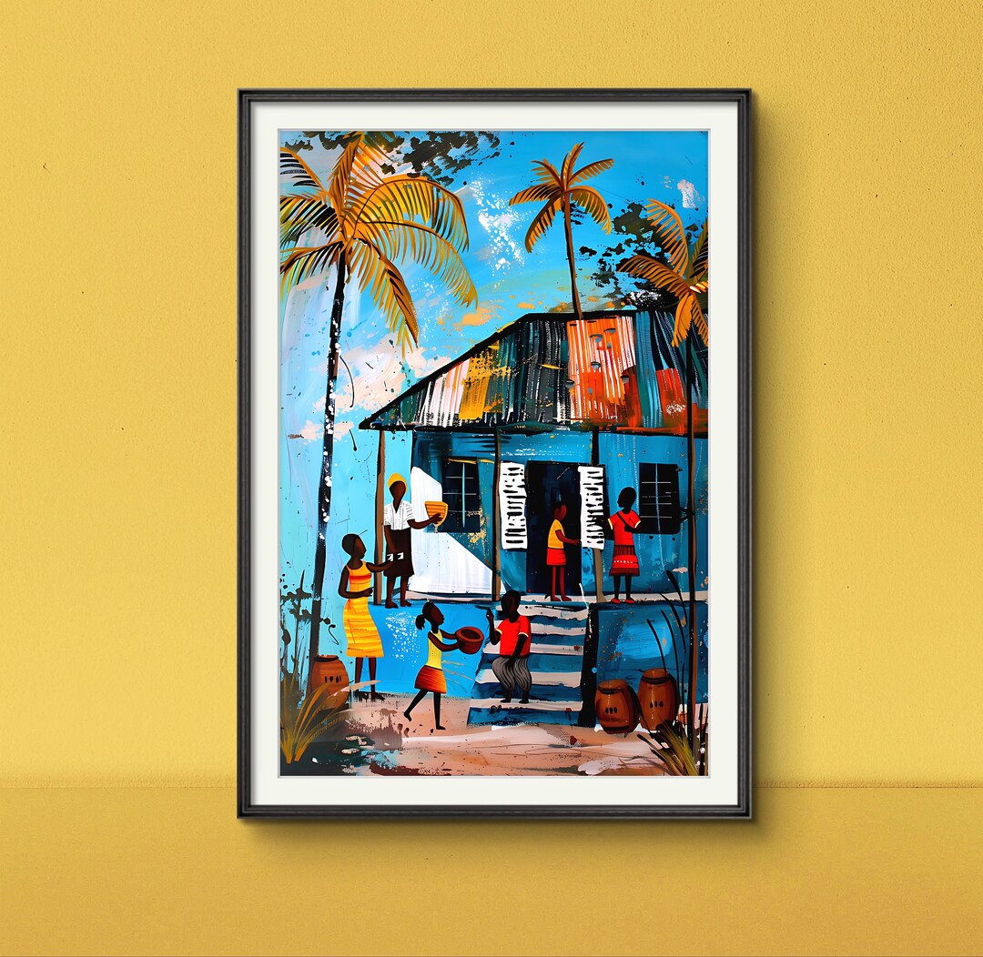 Haitian Print Artwork of Haiti Wall Decor Caribbean Print Naive Art ...