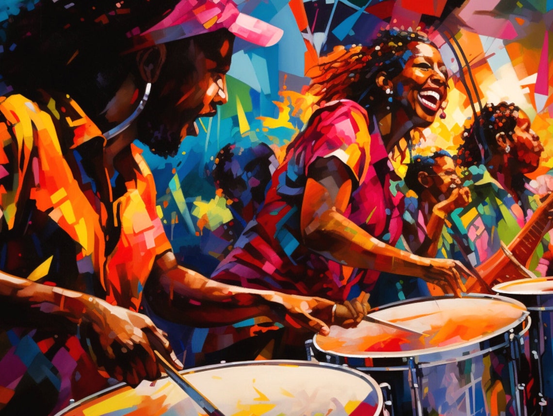 West Indian Art of Band Playing Music in Trinidad Trinidad - Etsy