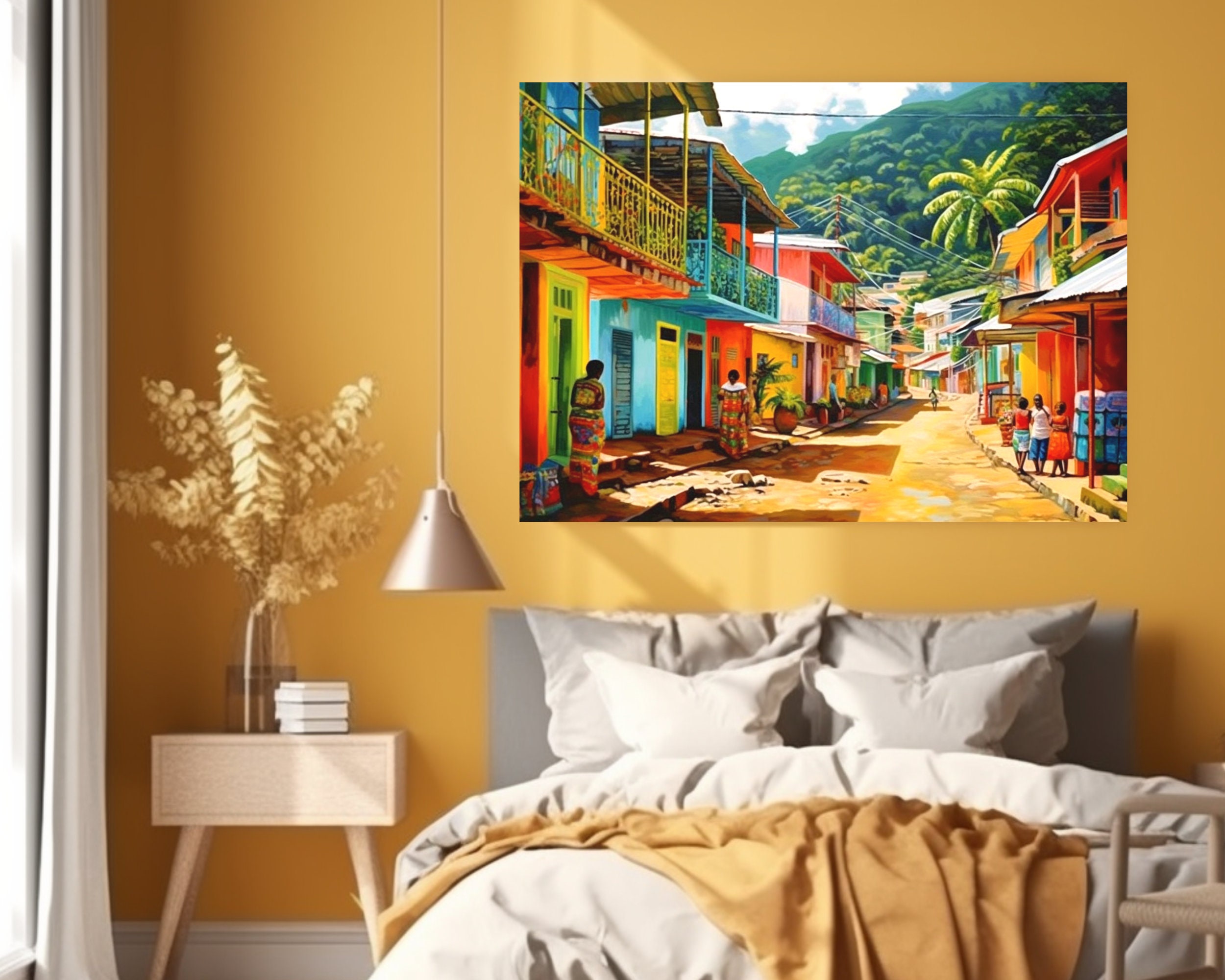 Caribbean Art Canvas, Dominica Art of Lady Wearing Madras Traditional ...