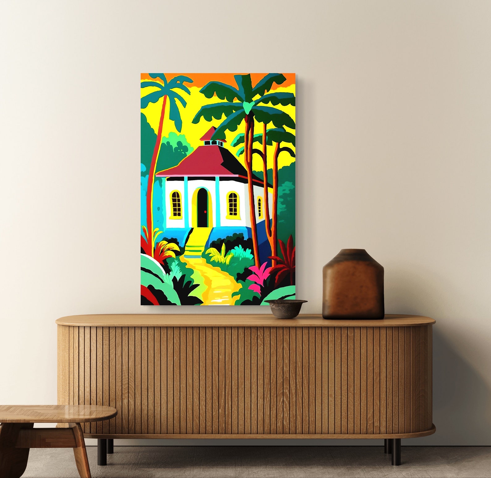 Haitian Church in Naive Folk Art Style: Vibrant Haitian Art Print - Etsy UK