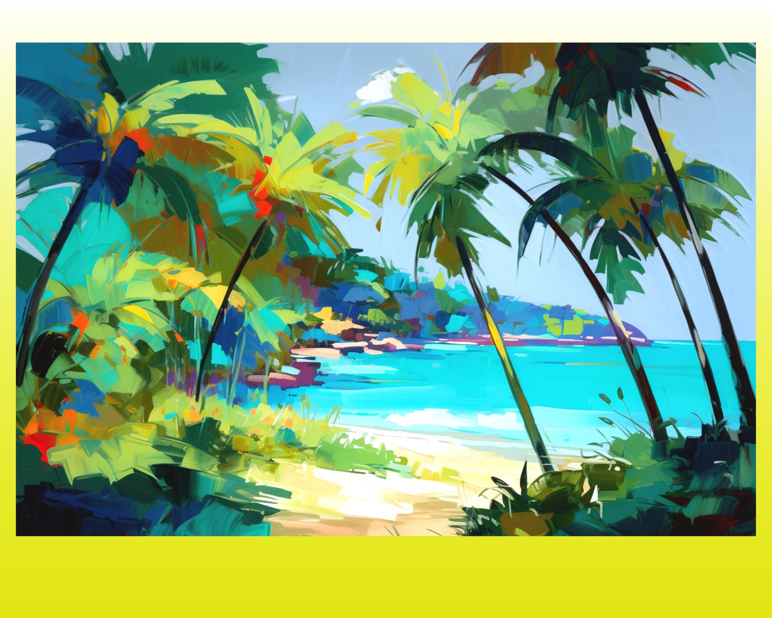 Tropical Art Print of Caribbean Beach Whether It's - Etsy