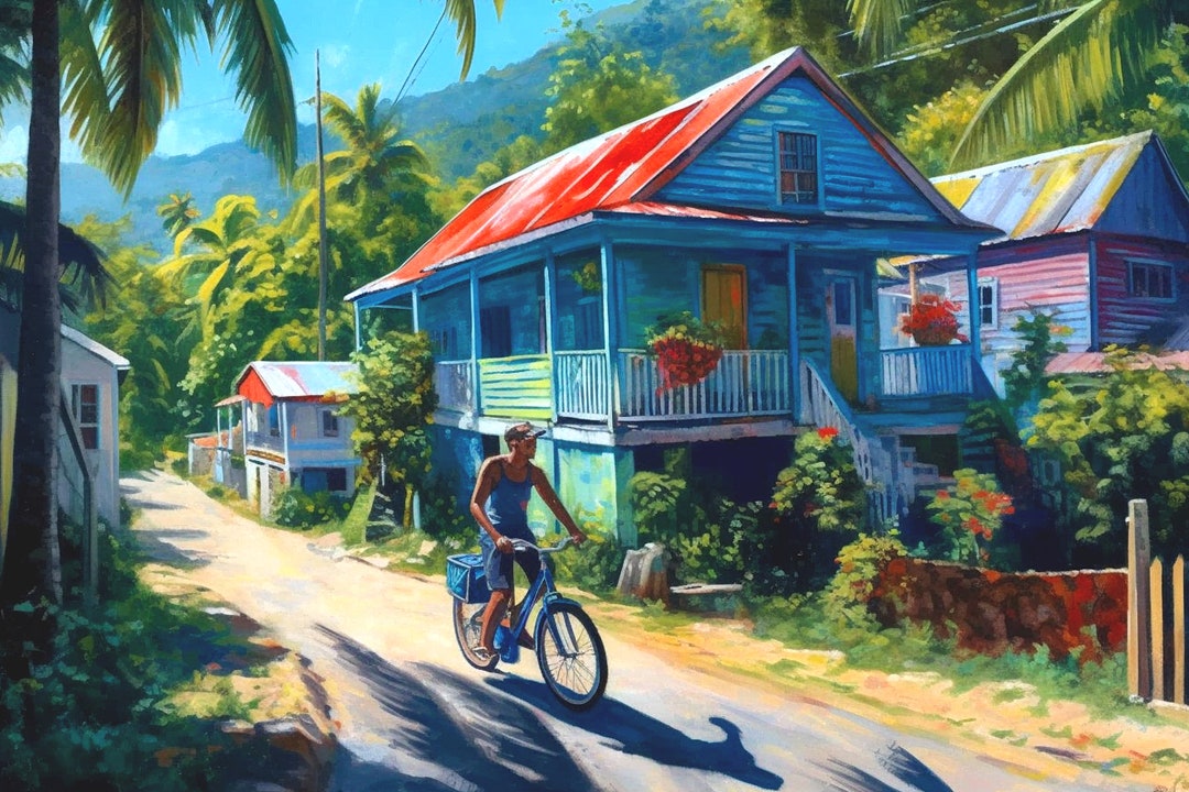 Cycling Through Dominica Gift for Dominicans, Bike Enthusiasts, and Art ...