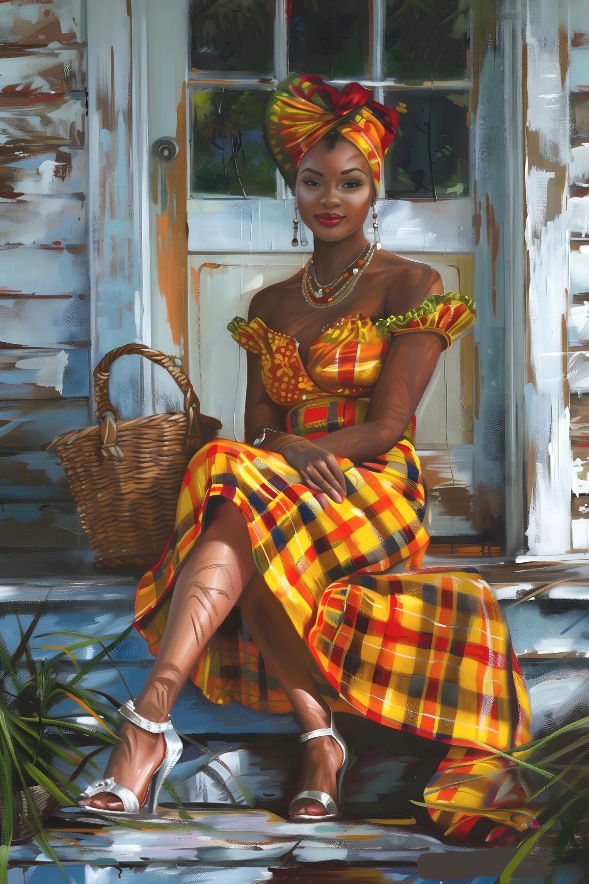 Caribbean Madras Woman Wall Art, Afro Caribbean Beauty in Traditional ...