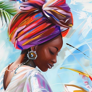 African-caribbean Art Print of Black Afro-caribbean Lady on Savannah on ...