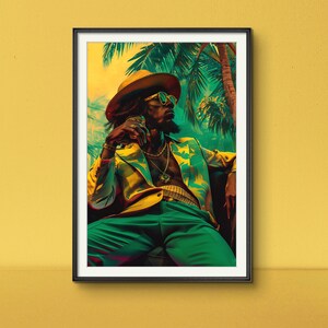 Jamaican Art Print of Reggae Singer Black Man Art Man Cave Print ...