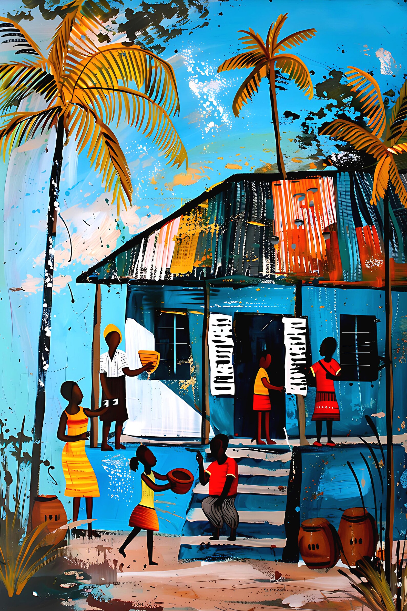 Haitian Print Artwork of Haiti Wall Decor Caribbean Print Naive Art ...