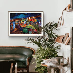 Print of Caribbean Market at Night - Etsy