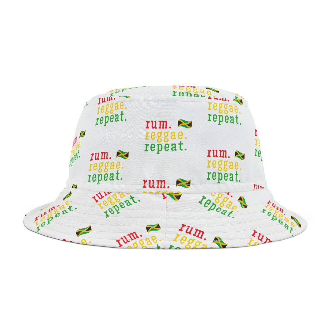 Jamaican Flag Hat Rum Reggae Repeat Bucket Hat – Red, Gold, and Green ...