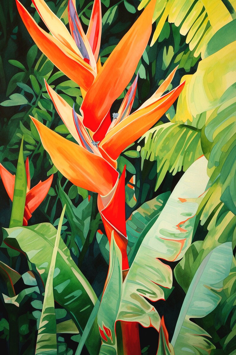 Heliconia Flower Print Tropical Flower Art Caribbean Floral Print ...