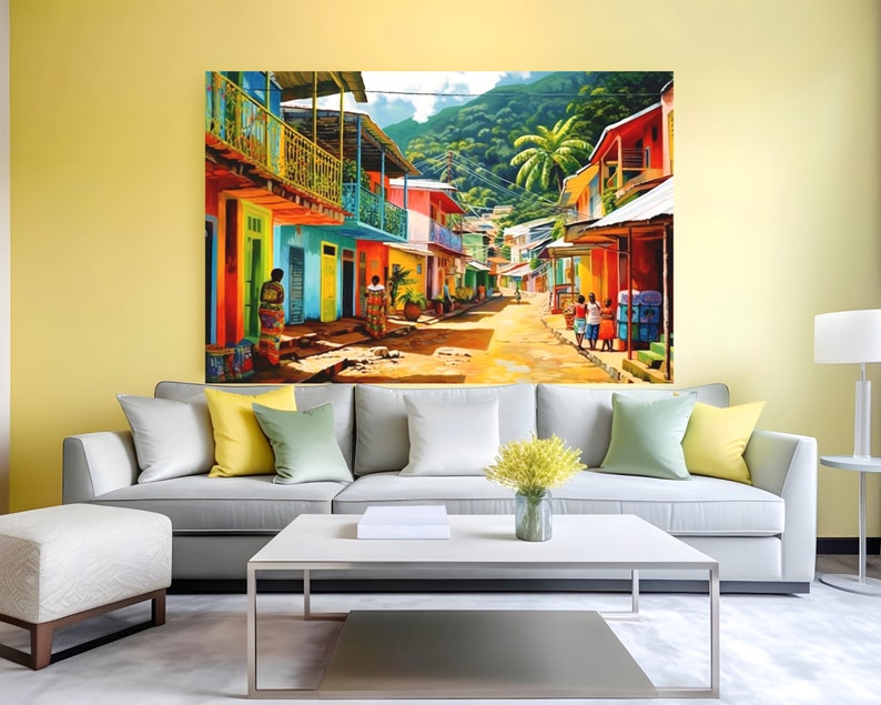 Caribbean Art Canvas, Dominica Art of Lady Wearing Madras Traditional ...