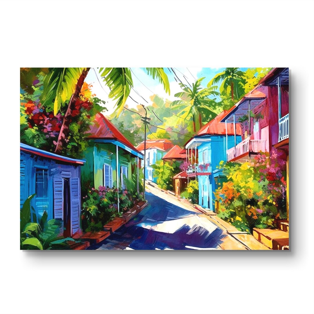 Caribbean Lane Art Print Wall Decor, Jamaica Art Print, Caribbean Print ...