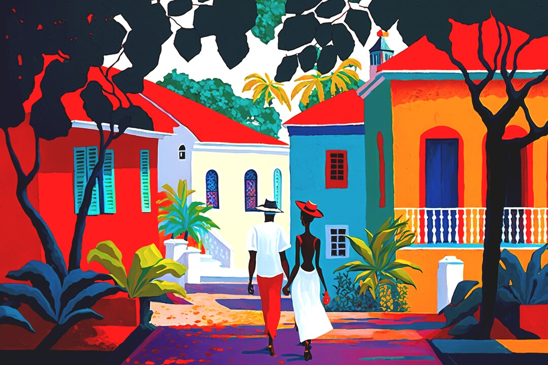 Modern Martinique Art With Bright Colours Black Art From French ...