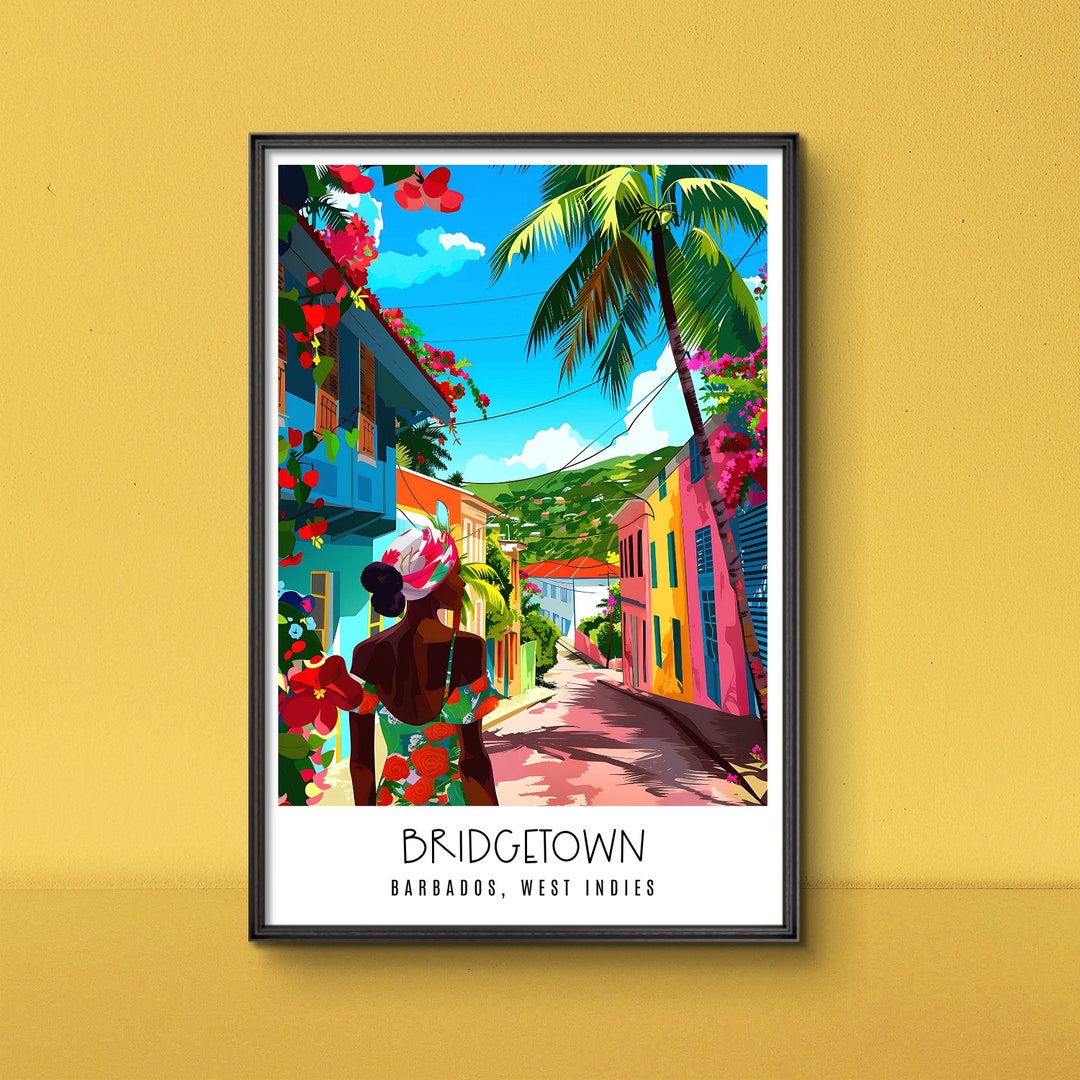Bridgetown Barbados Travel Poster Print of Bridgetown Caribbean Artwork ...