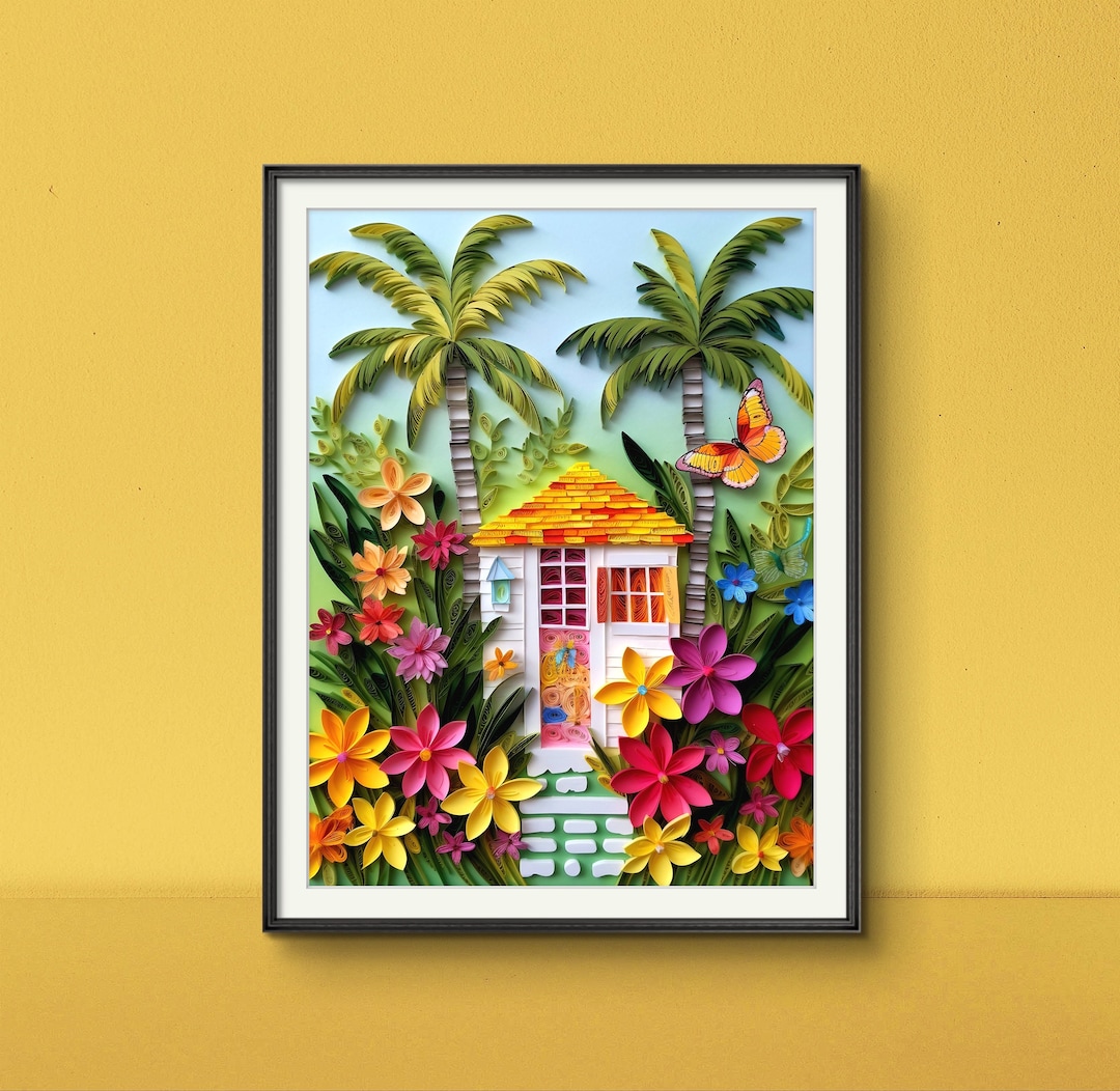 Caribbean House in Paper Quill Scene Poster Print - Etsy
