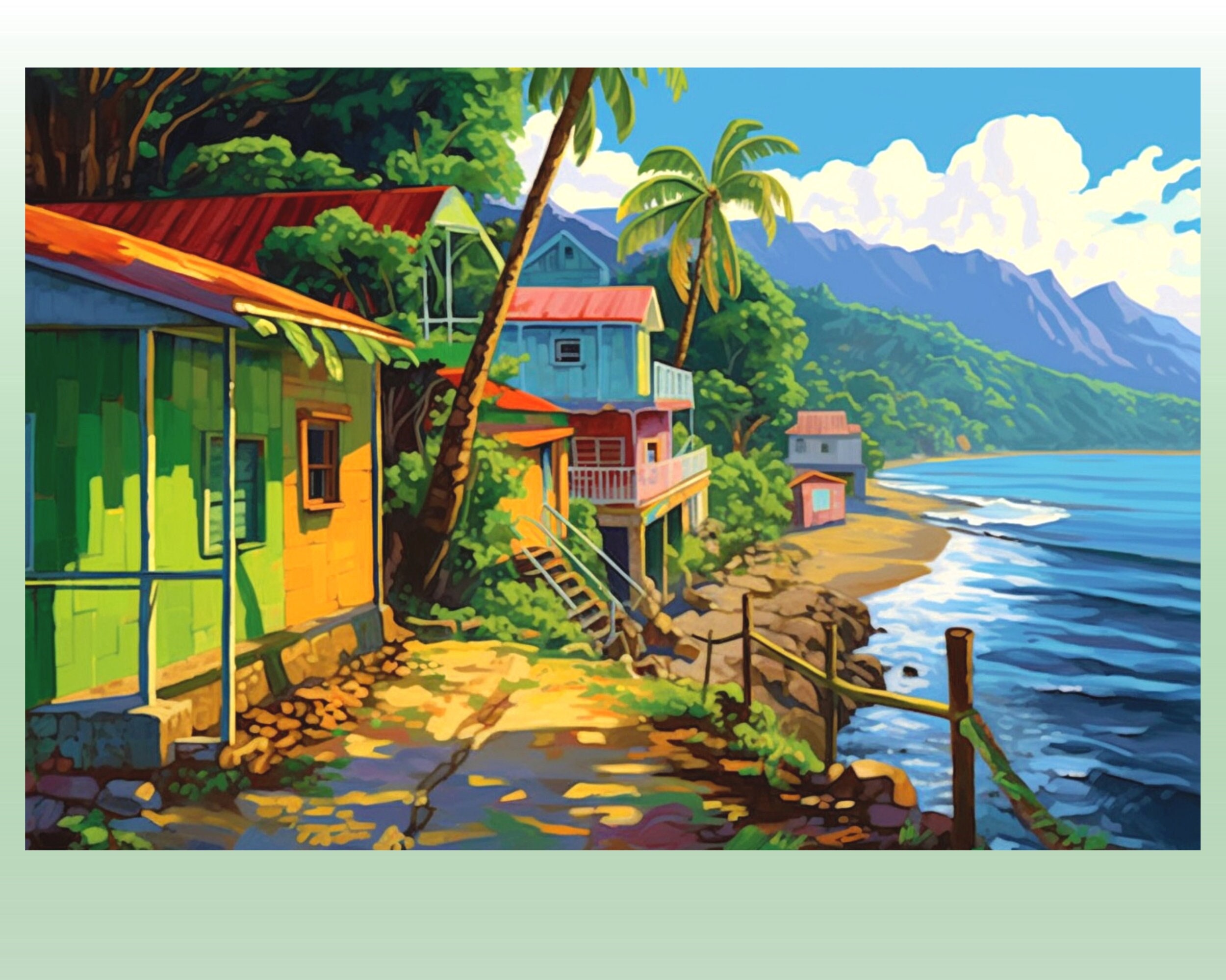 Canvas of Fishing Village in Dominica, Picture of the Caribbean for ...