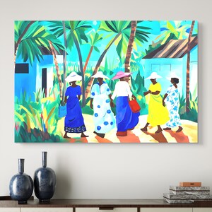 Afro Caribbean Art of Ladies at Church, Religious Contemporary, African ...