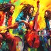 Painting of Reggae Band Playing Music in Red, Gold and Green, Music Art ...