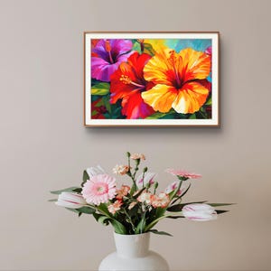 Vibrant Caribbean Hibiscus Flowers Art Print - Tropical Blossoms in ...
