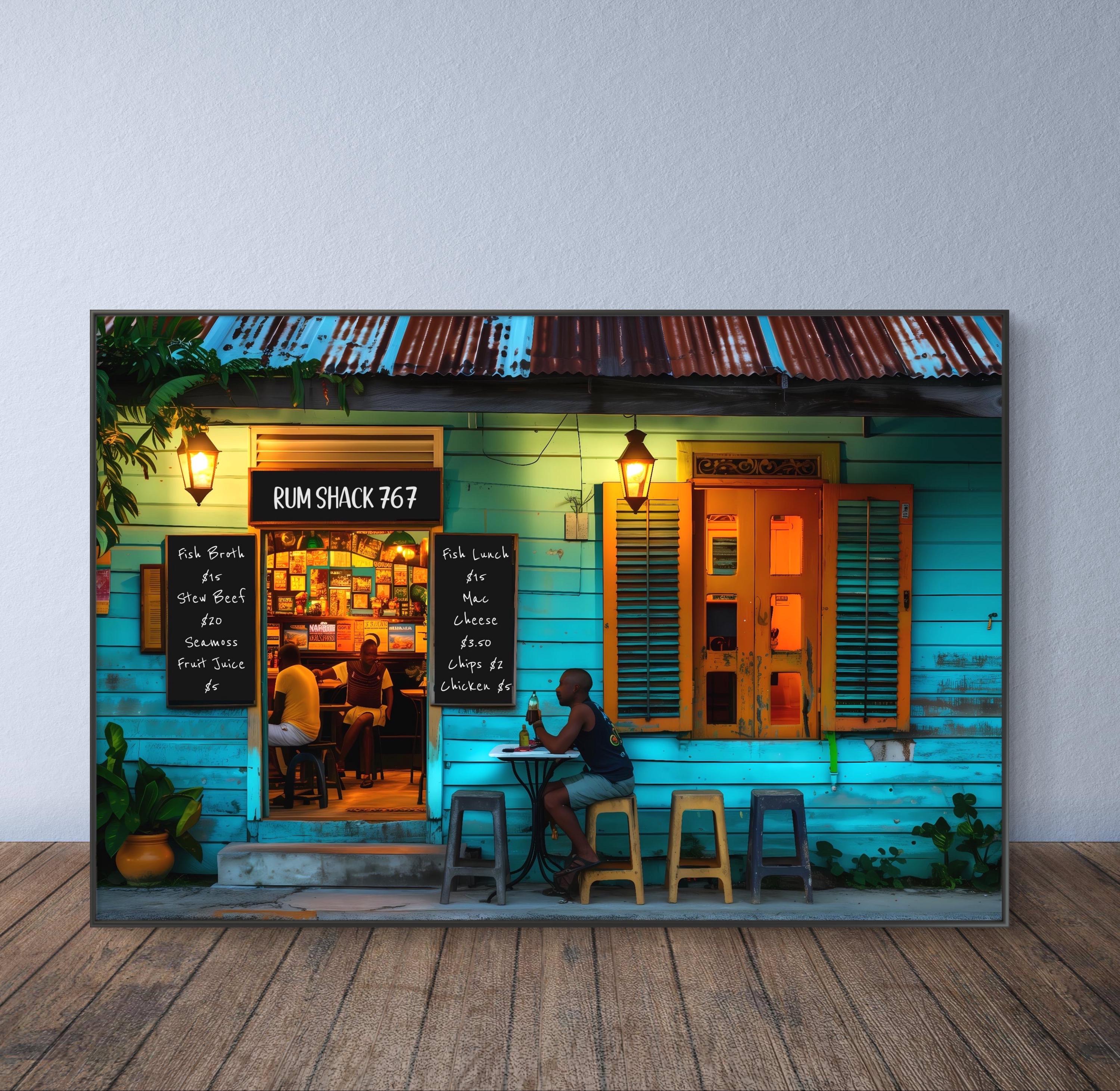Caribbean Print of Rum Shack in Dominica With Menu, Tropical Wall Art ...