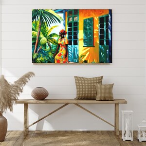 Caribbean Wall Art, Havana Lady Painting, Caribbean Wall Decor, Black ...