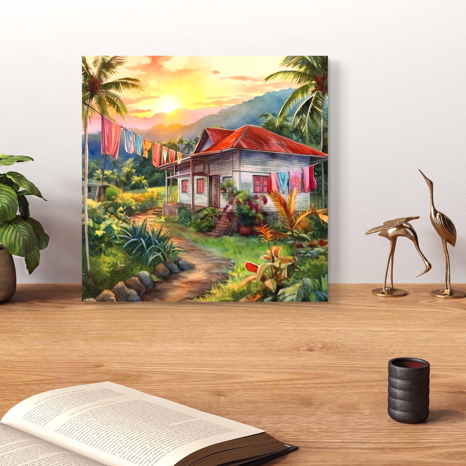 House in Jamaica Hills, Caribbean Canvas Art, Jamaican Art Piece ...