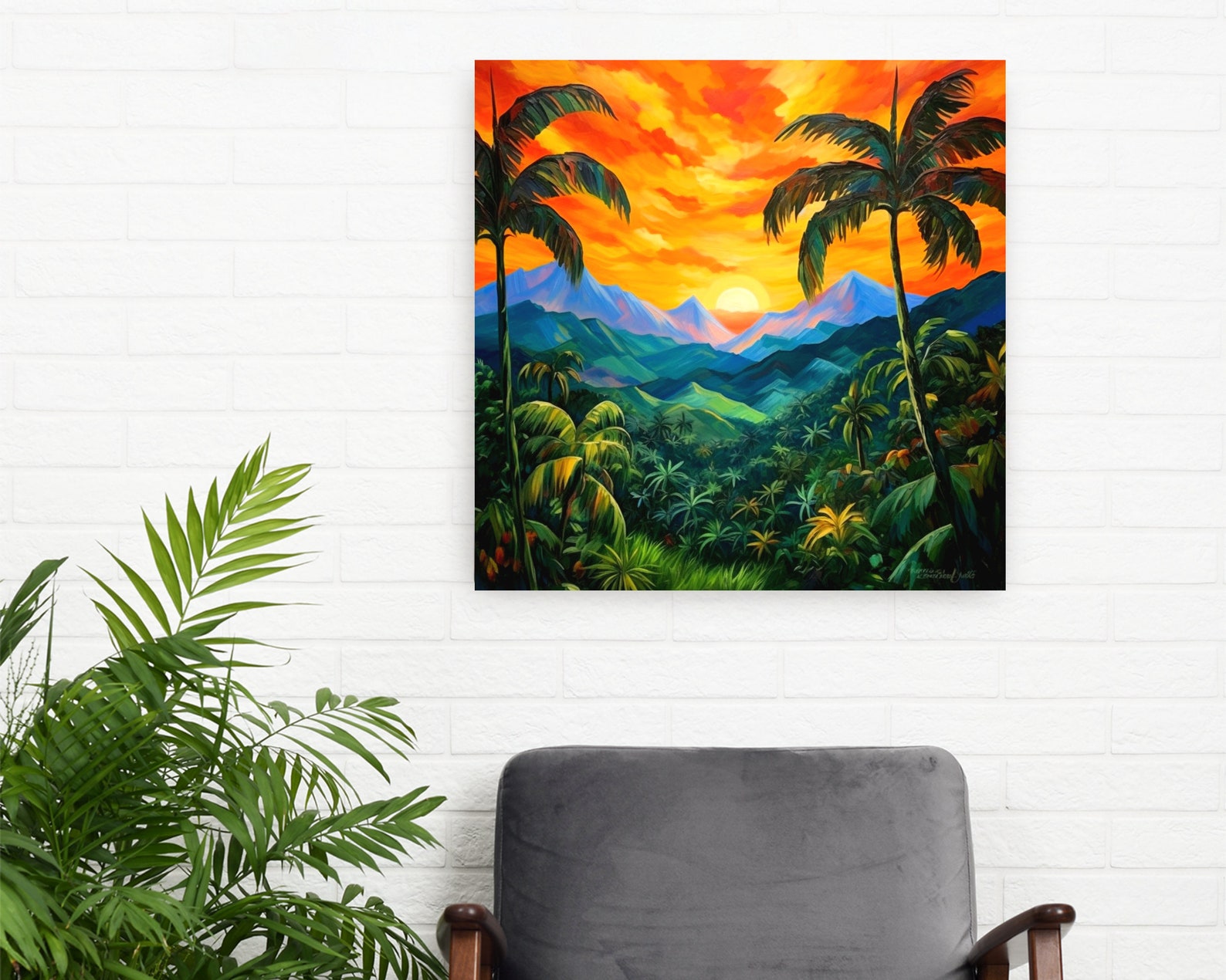 Caribbean Canvas Art of Jamaican Mountains With Sunset. This Jamaica ...