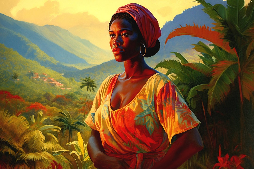 Dominica Art of Lady Overlooking the Roseau Valley - Etsy