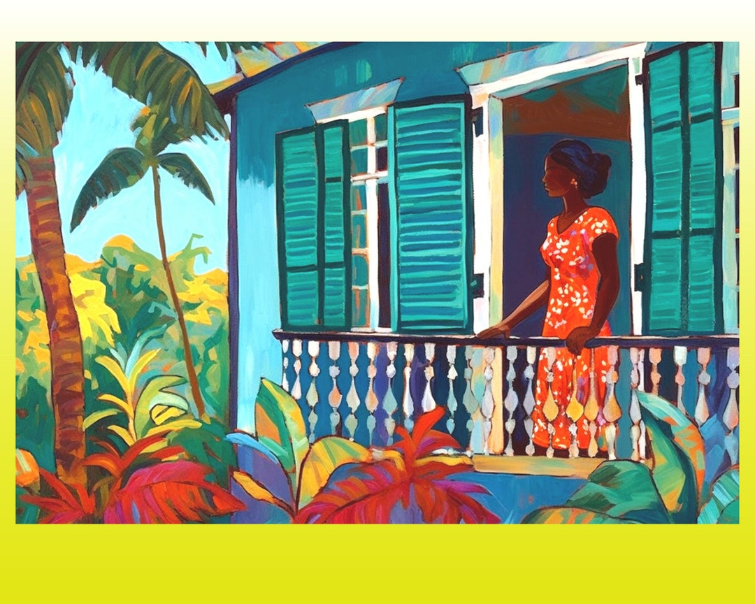 Grenada Wall Art Caribbean Print Lady at Door in the West - Etsy