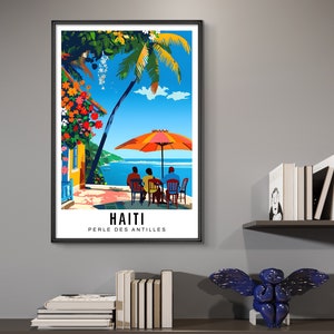 Haiti Travel Poster Print With 'haiti Perle Des Antilles' Text Colorful ...