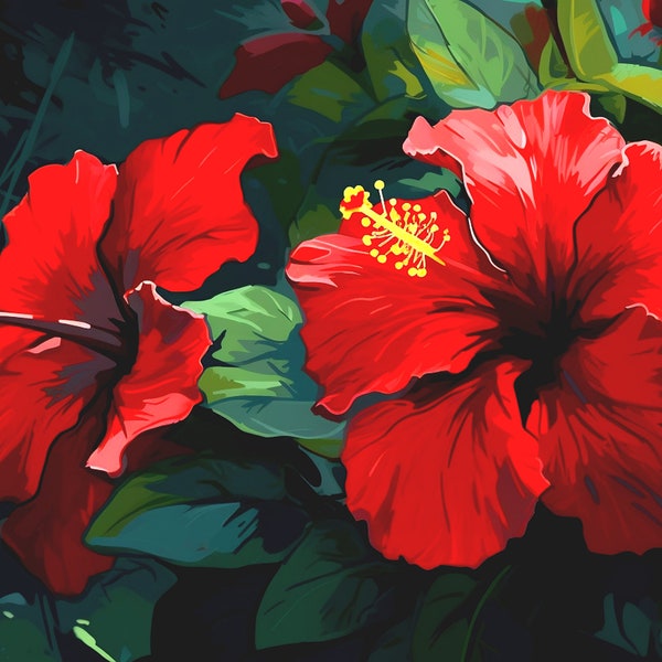 Hibiscus Painting - Etsy