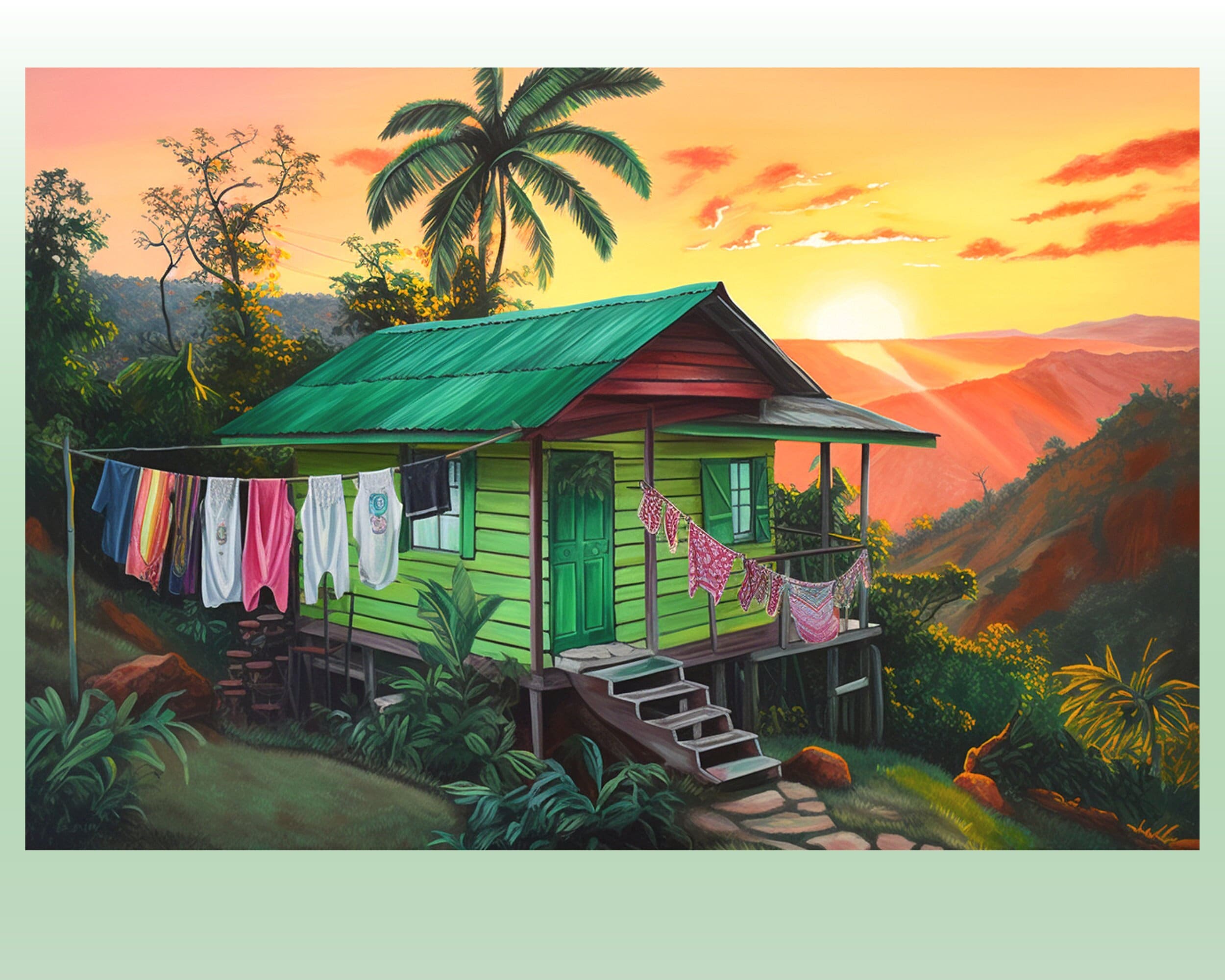 House in Jamaica Hills Print, Caribbean Gift, Jamaican Print - Etsy