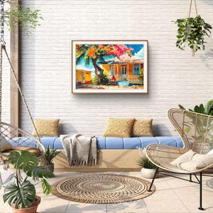 Grenada Artwork Poster Print of Caribbean House With Mango Tree ...