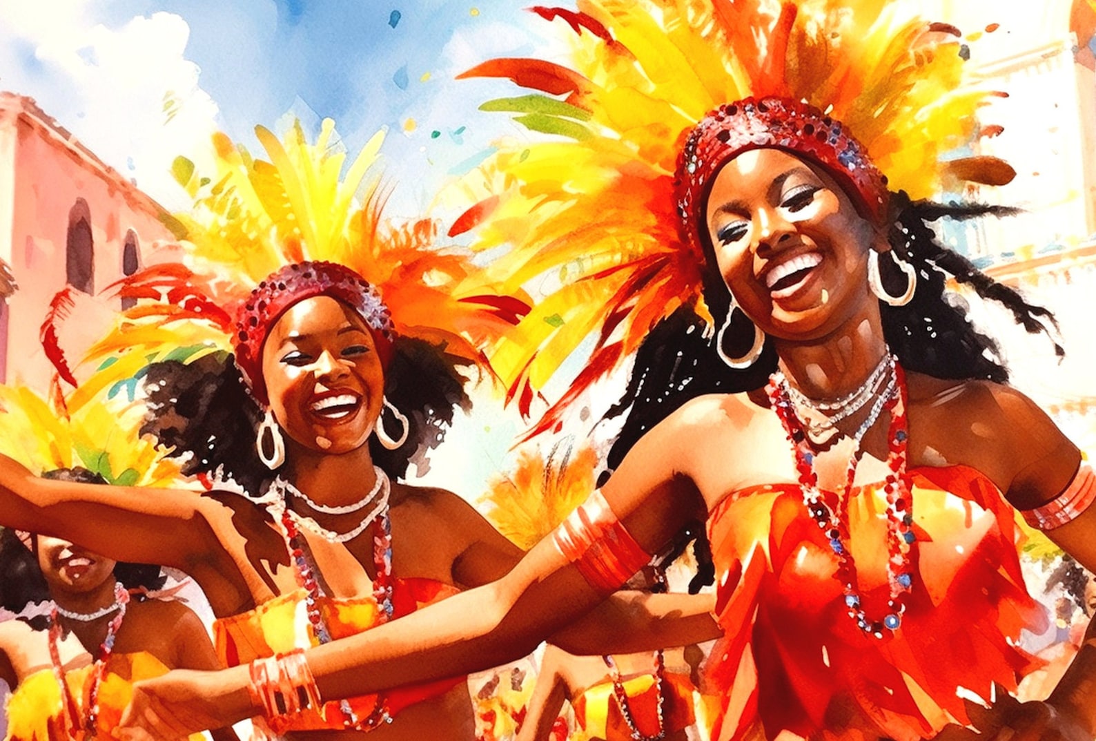 Caribbean Carnival Painting, Vivid Colours Print, Happy Painting ...