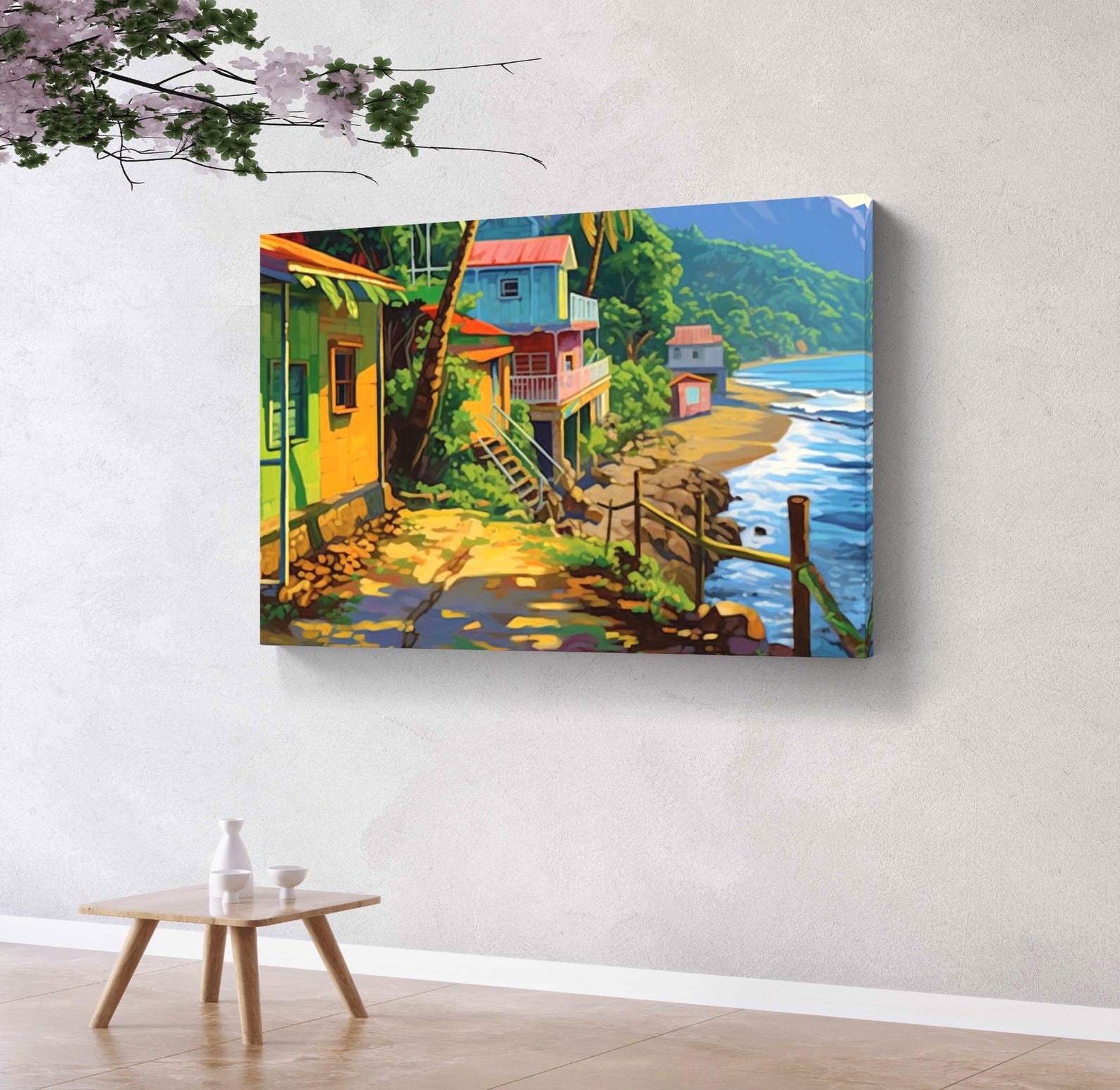 Canvas of Fishing Village in Dominica, Picture of the Caribbean for ...