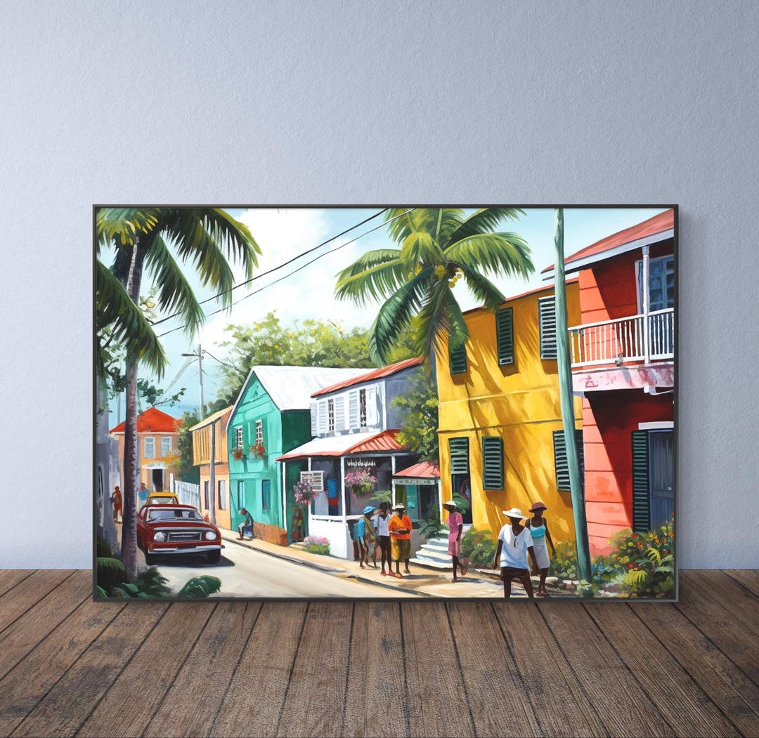 Bridgetown Barbados Painting, Bajan Art, Caribbean Wall Decor, Gift - Etsy