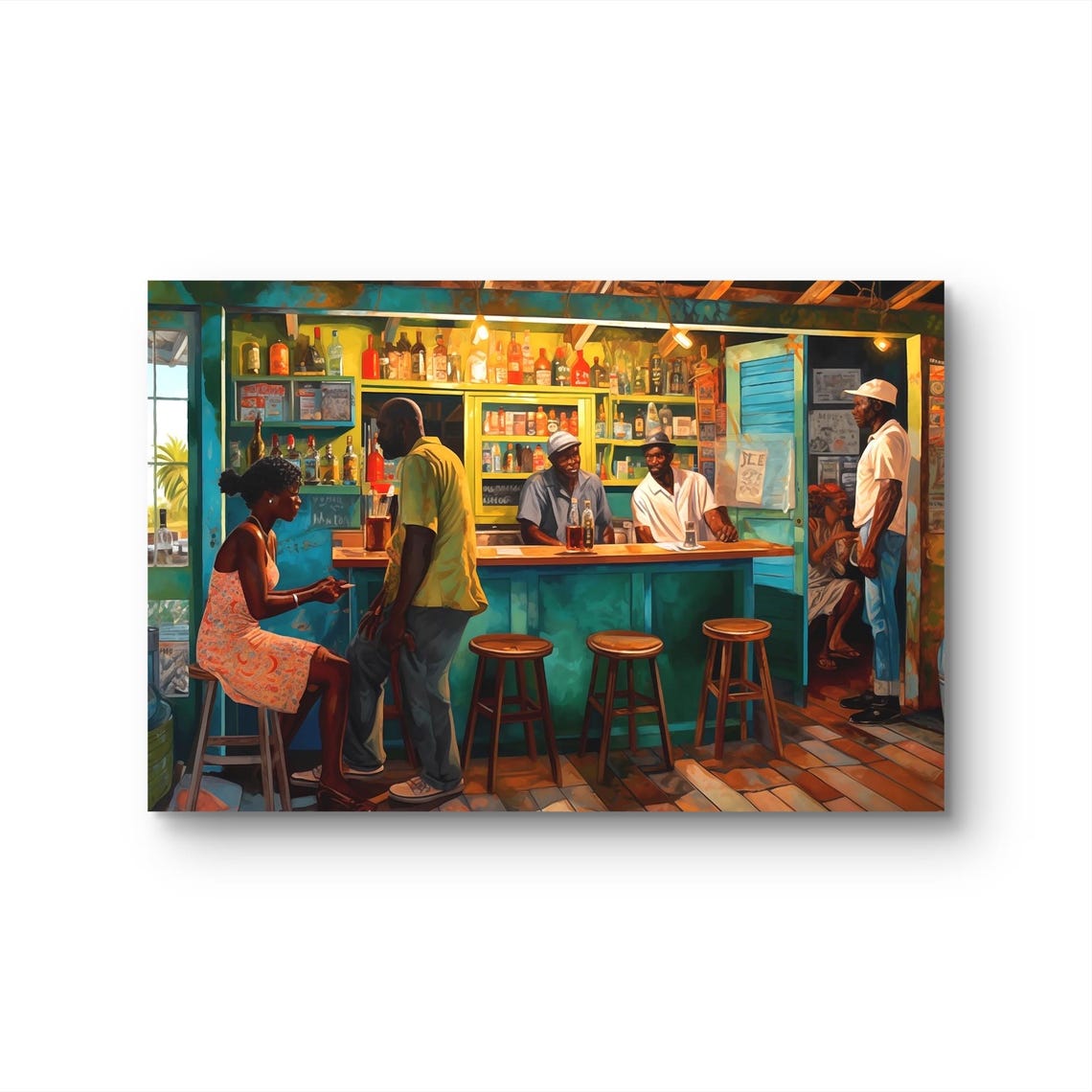 Caribbean Rum Bar Print | Colourful Jamaican Bar Scene Wall Art ...