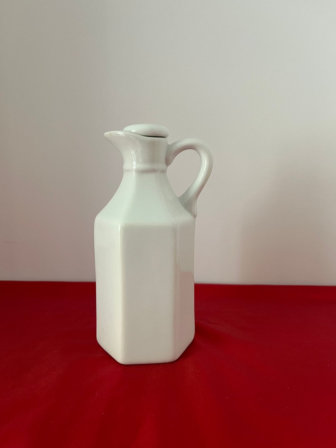 Vintage Small White Pitcher - Etsy