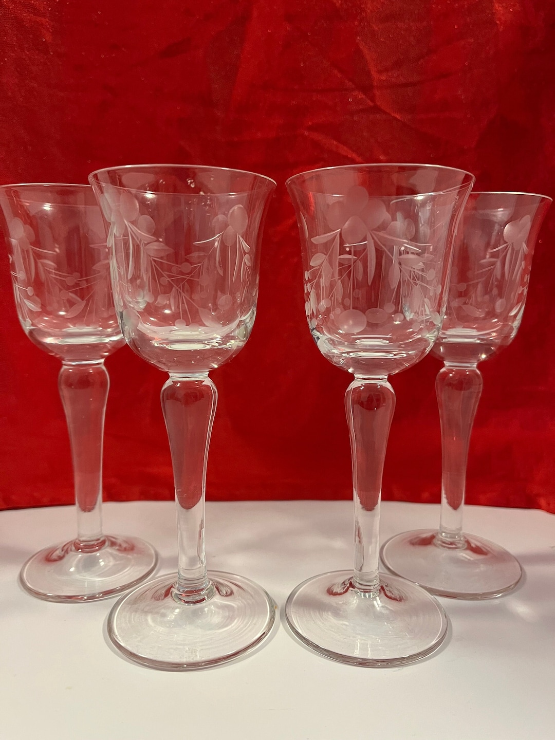 Crystal Etched Cordial Stem Glasses - Etsy