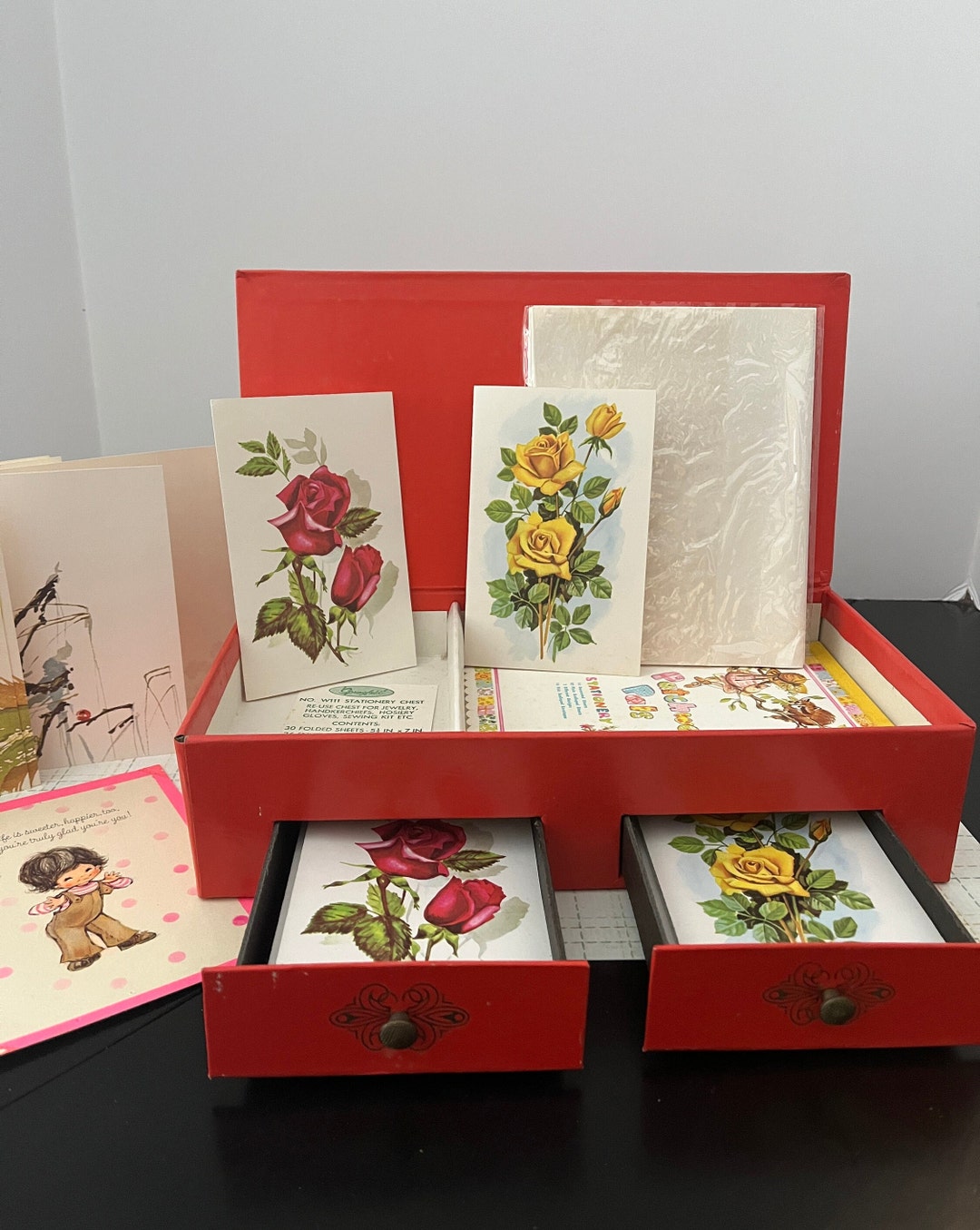Lovely Stationery Set in a Bright Orange Butterfly Keeper With 2 ...