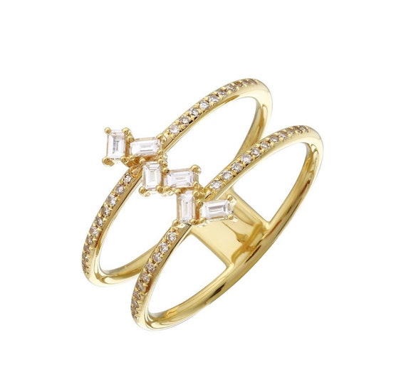 14k Yellow Gold Diamond Ring - Etsy