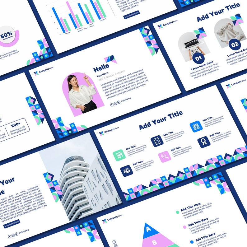 Geometric Powerpoint Template Modern Persentation Minimalist Slide ...