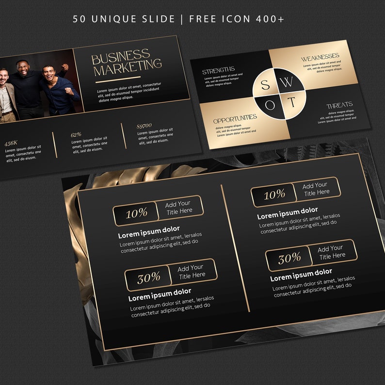 Luxury Powerpoint Template | PPT Black and Gold | Business Presentation ...