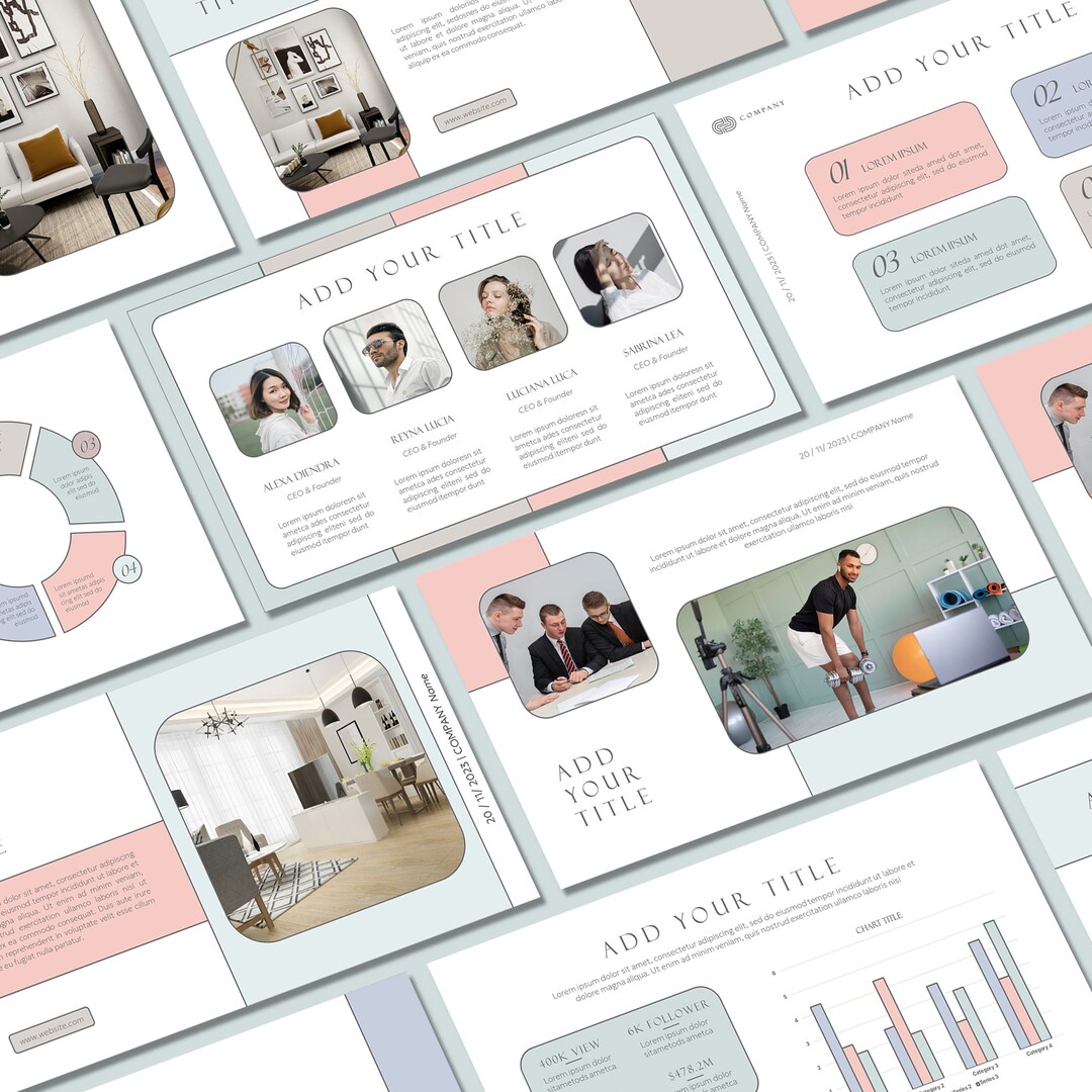 Pastel Powerpoint Template | PPT Minimalist | Business Marketing | Cute ...