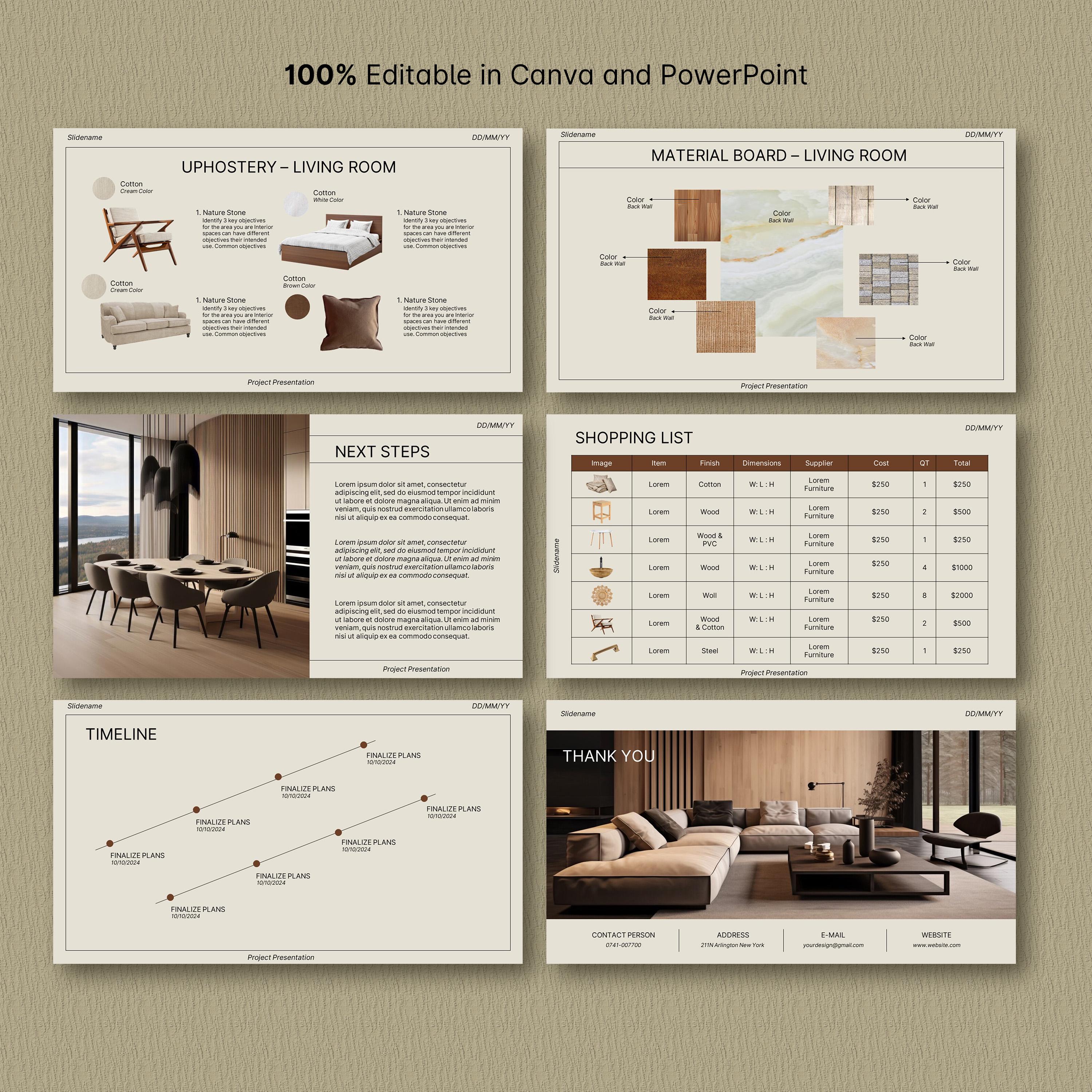 Interior Design Presentation Template | Editable Canva & Powerpoint ...